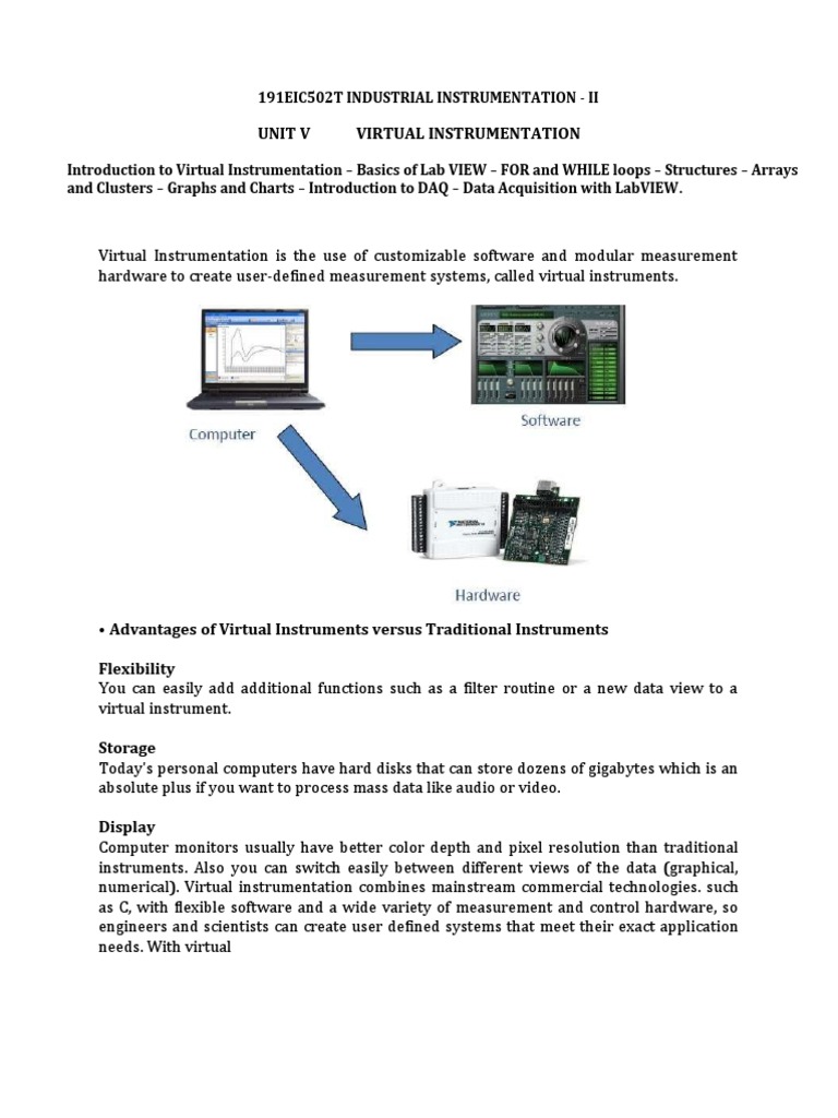 Unit V Virtual Instrumentation: 191Eic502T Industrial Instrumentation ...