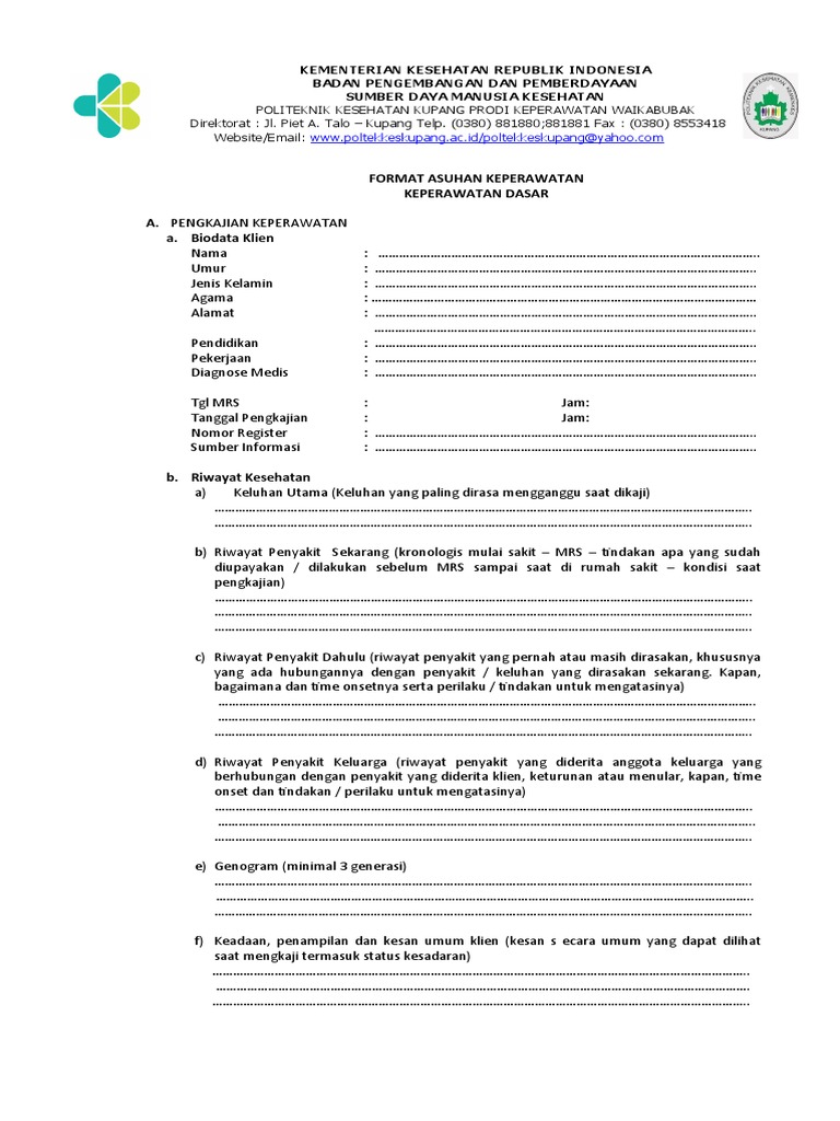 Format Pengkajian Keperawatan Dasar | PDF