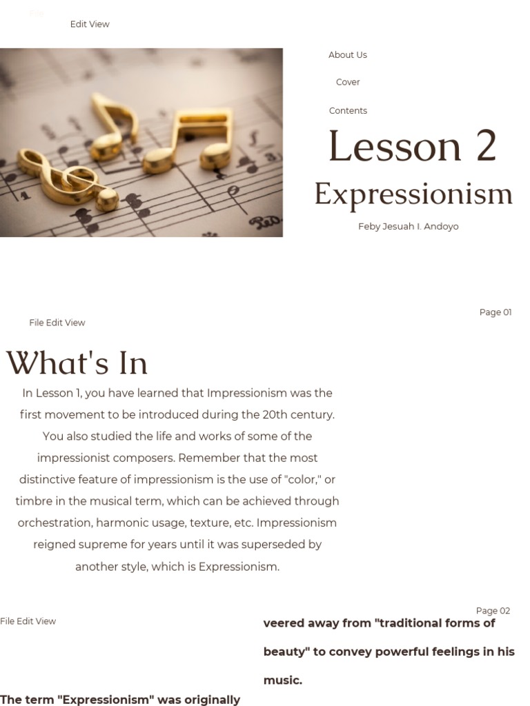 Lesson 2 Expressionism | PDF | Concerto | Expressionism