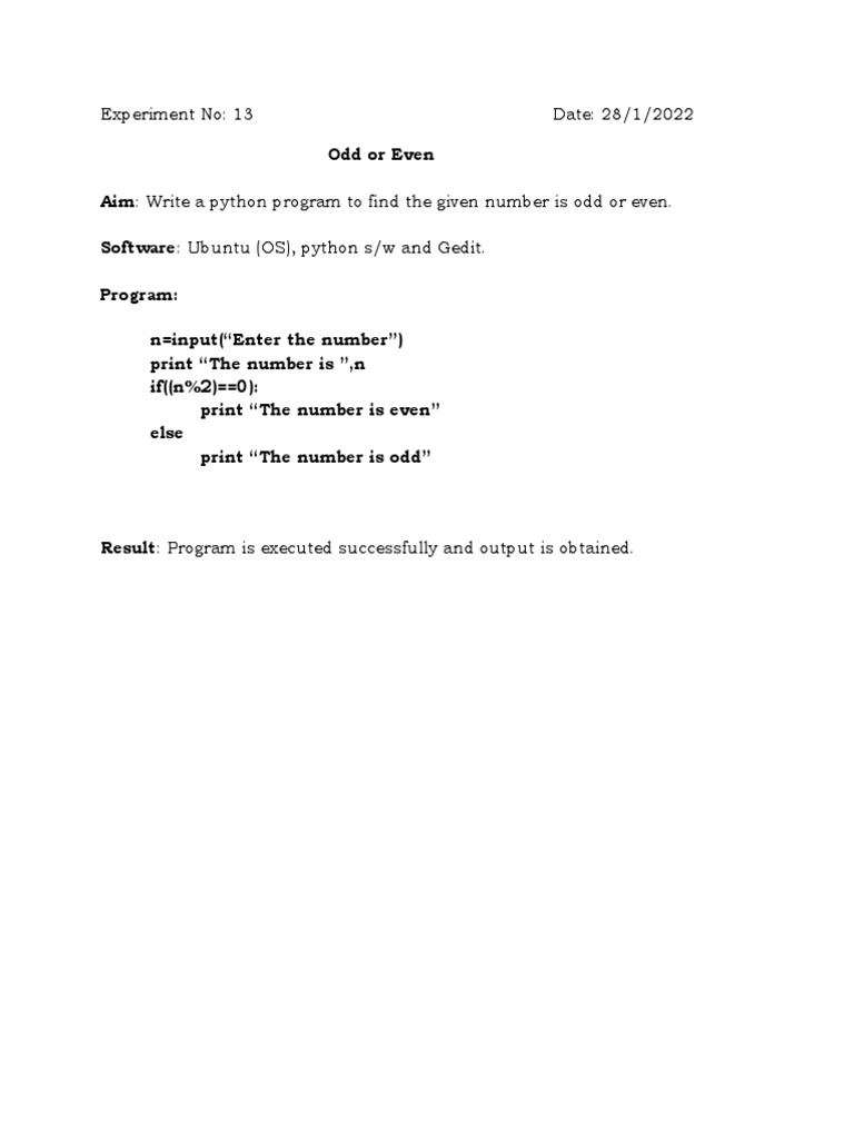 Experiment No: 13 Date: 28/1/2022 | PDF | Computer Programming | Python ...