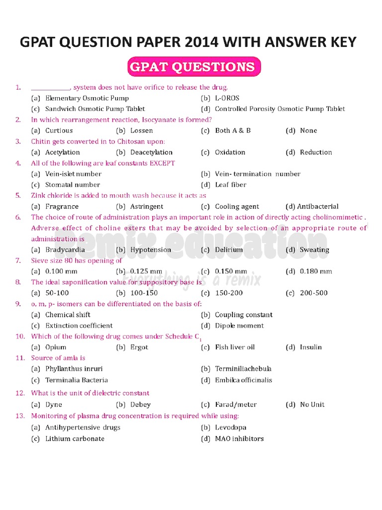 Gpat Question Paper 2014 | PDF