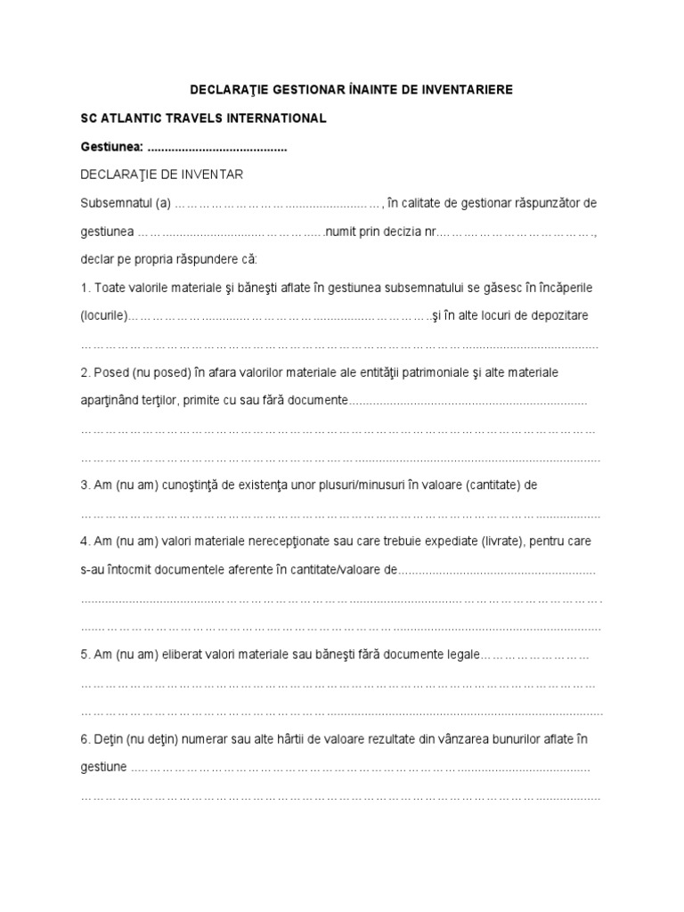 Declaratie Inventar | PDF