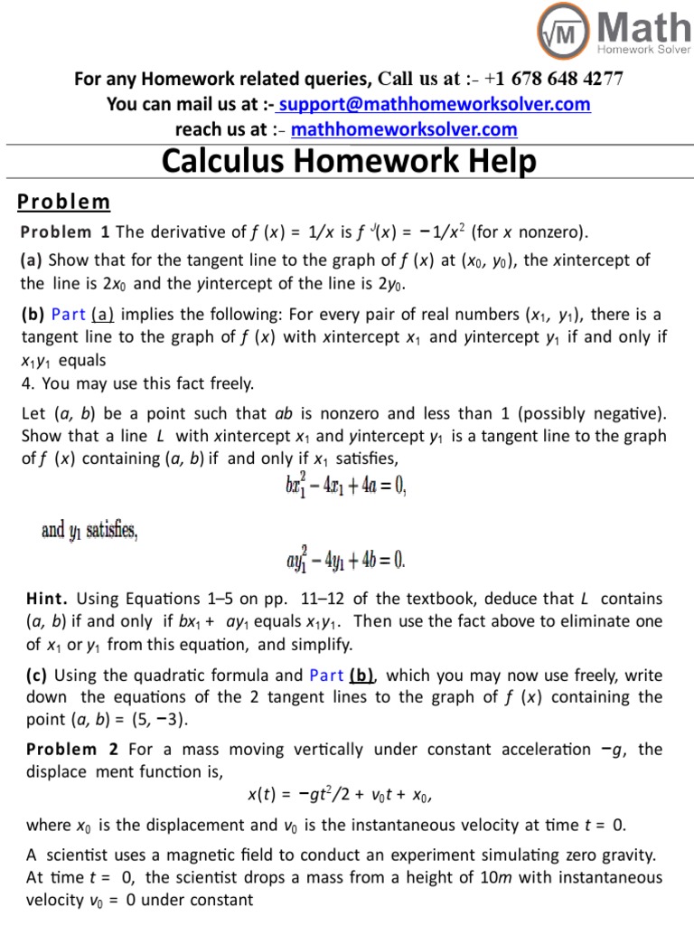 Calculus Homework Help | PDF | Derivative | Acceleration