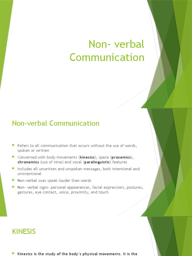 Lecture 3 - Non - Verbal Communication | PDF | Nonverbal Communication ...