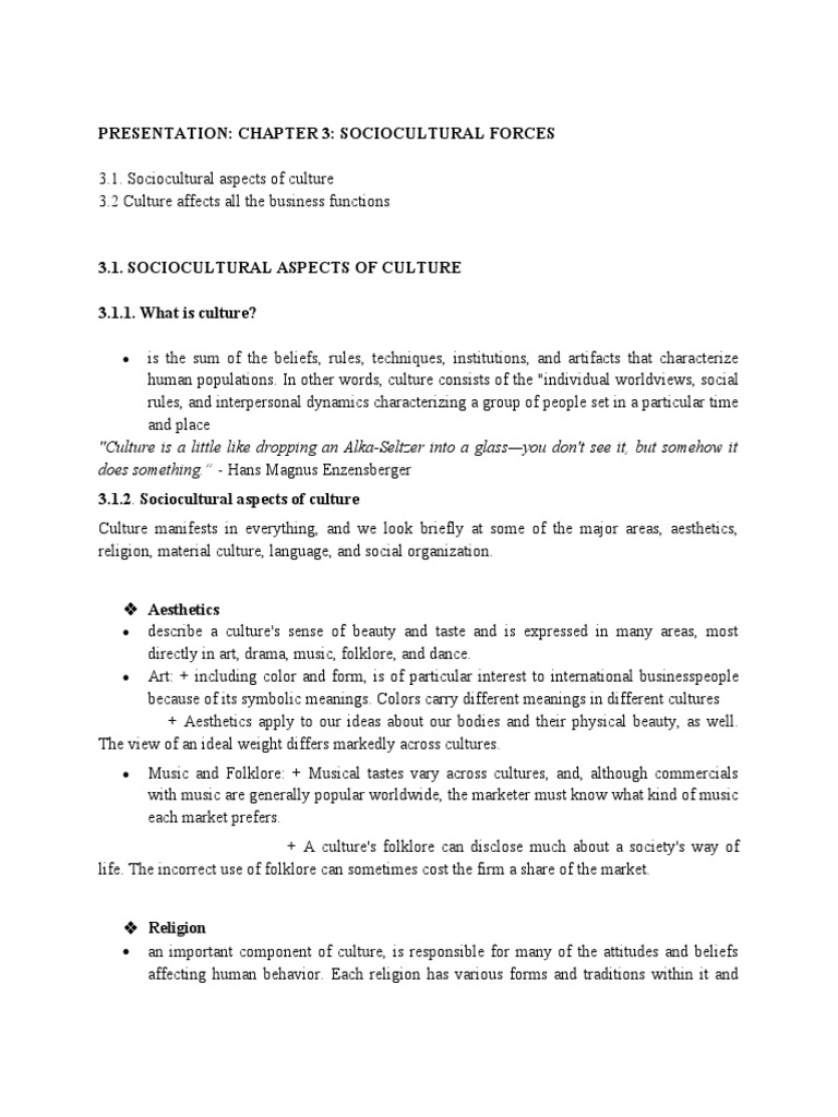 Presentation: Chapter 3: Sociocultural Forces | PDF | Leadership ...