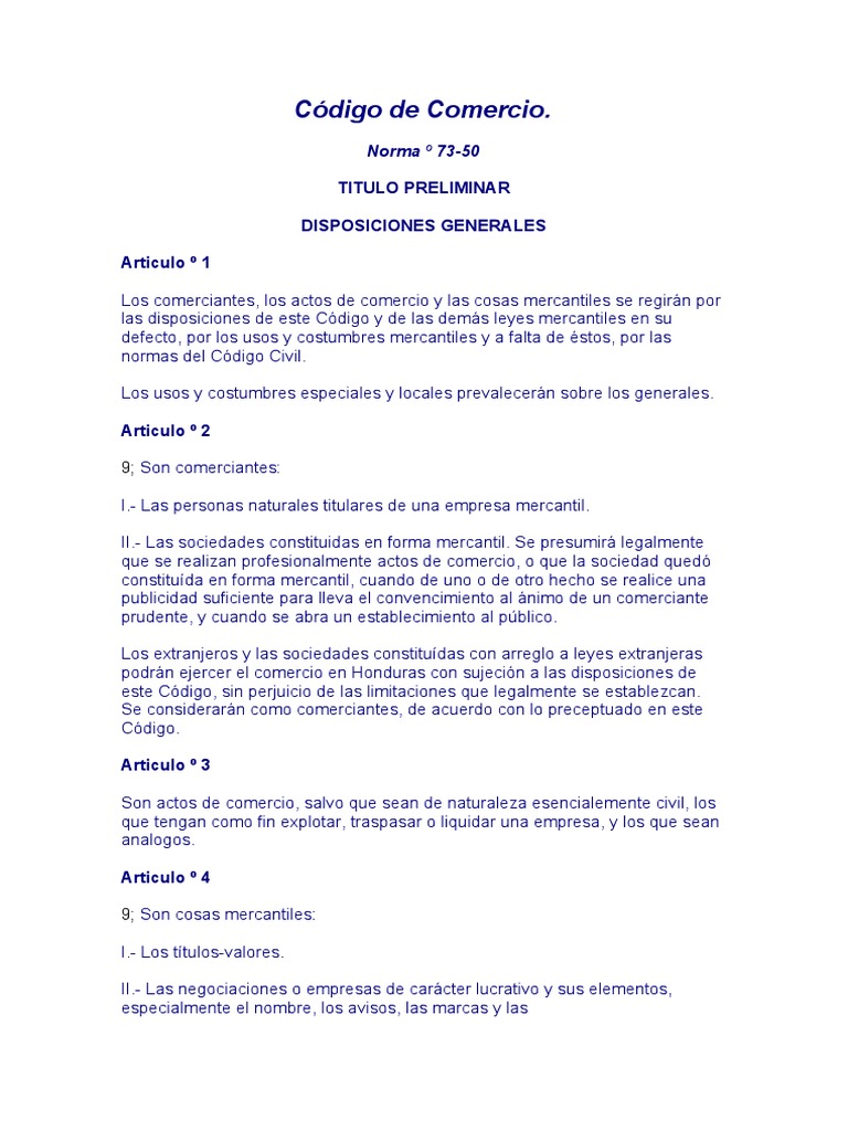 Código de Comercio | PDF | Derecho