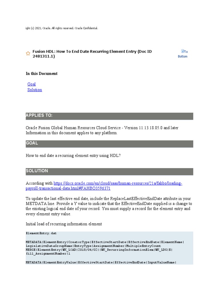 Hdl End Date Recurring Elements Pdf