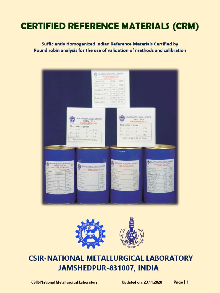 Certified Reference Materials (CRM) : Csir-National Metallurgical ...