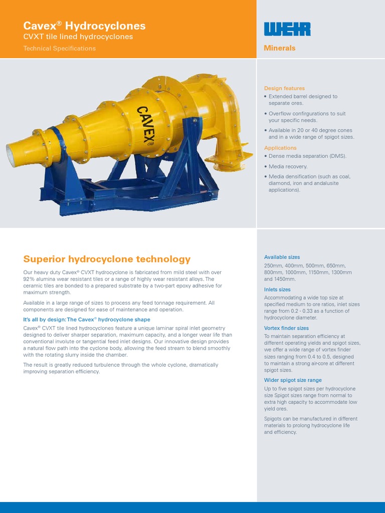 Cavex Hydrocyclones CVXT | PDF | Tap (Valve) | Aluminium Oxide