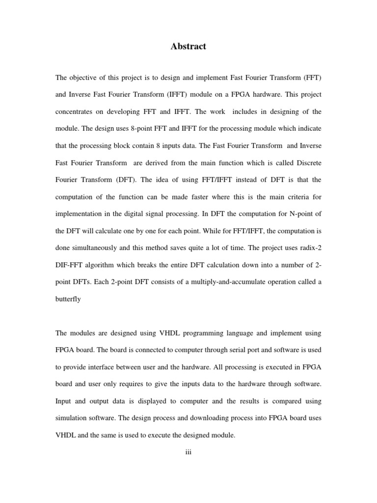 Abstract - Implementing FFT and IFFT On FPGA | PDF | Fast Fourier ...