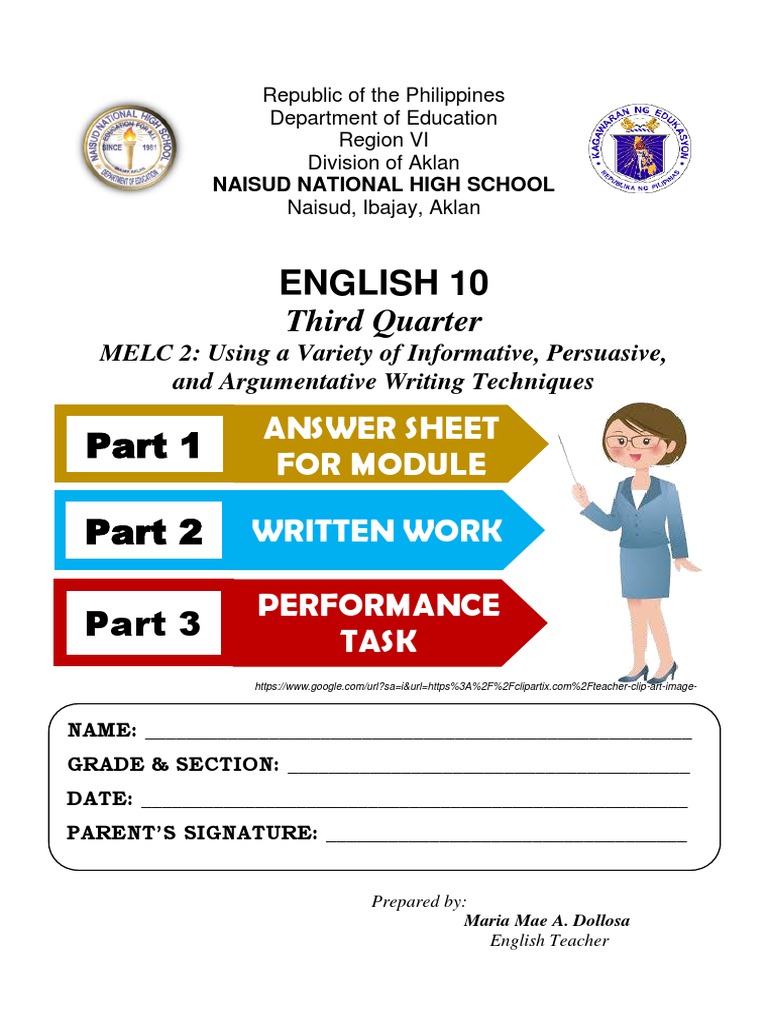 Eng10 Q3 Melc2 | PDF | Essays | Persuasion