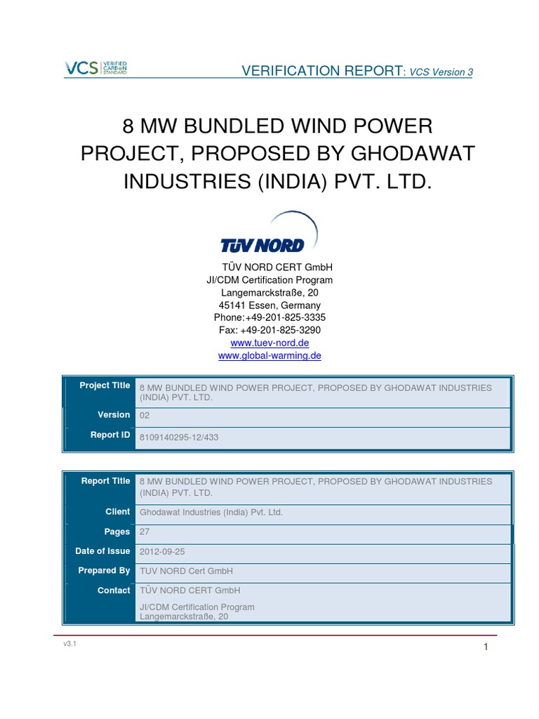 Wind Power Project Verification Report | PDF | Wind Turbine | Electric ...
