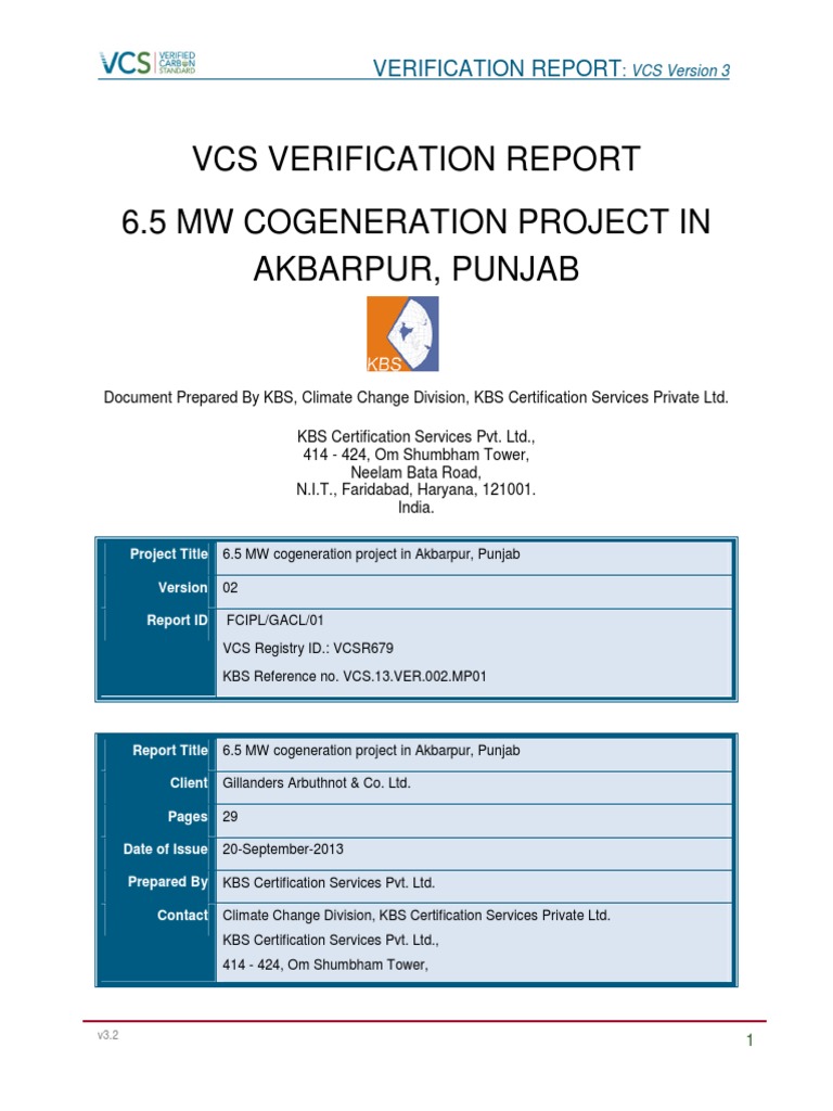 VCS - Verification Report - GACL | PDF | Clean Development Mechanism ...