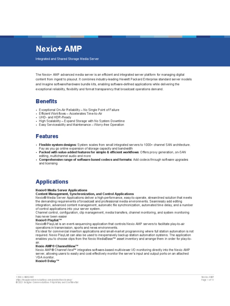 Nexio AMP | PDF | High Definition Television | Data Compression