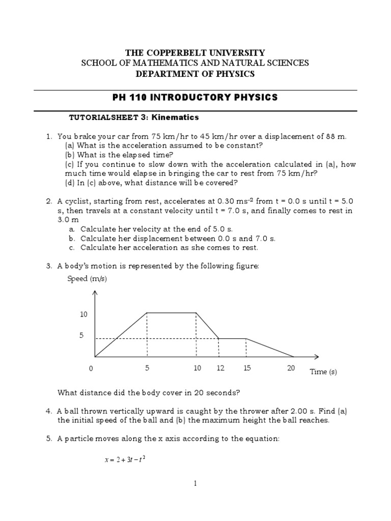 Tutorial 3 - Kinematics | PDF | Acceleration | Speed