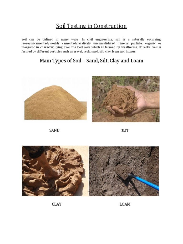 Soil Testing in Construction: Main Types of Soil - Sand, Silt, Clay and ...