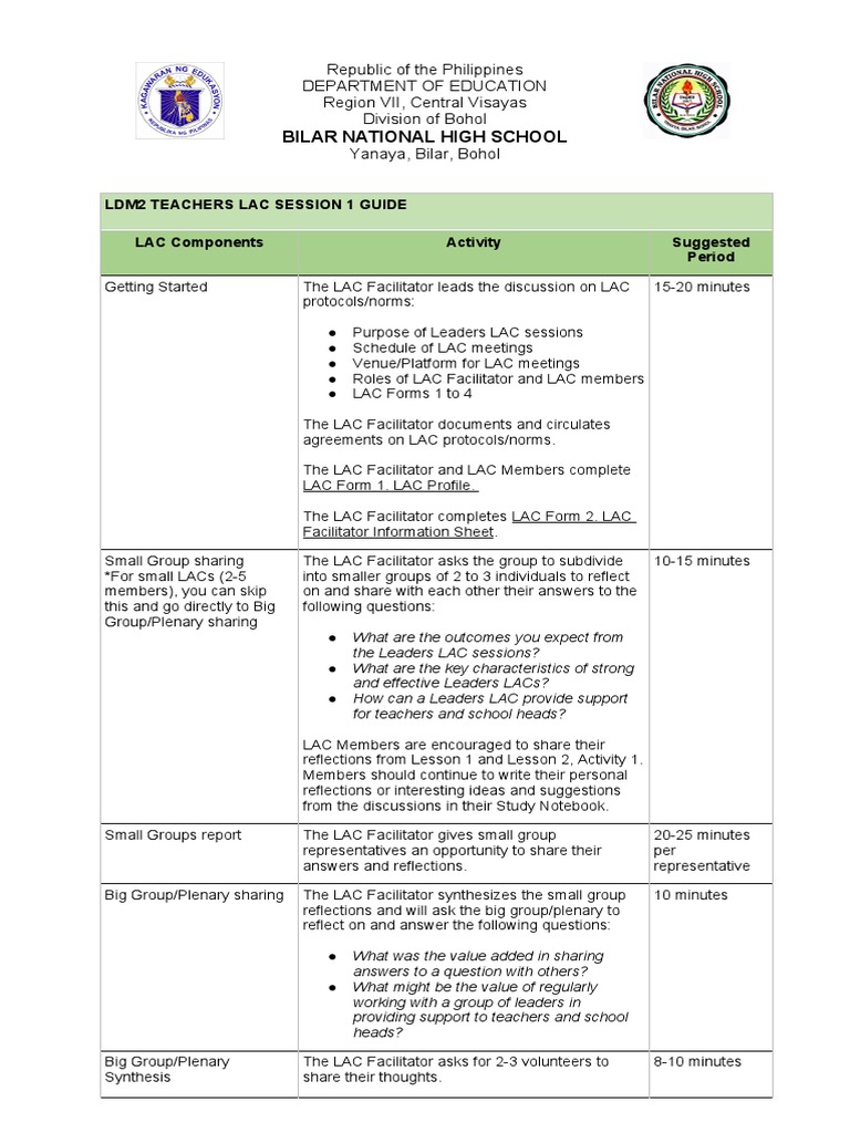 L2A2 - LAC Session 1 Guide | PDF | Applied Psychology | Cognition
