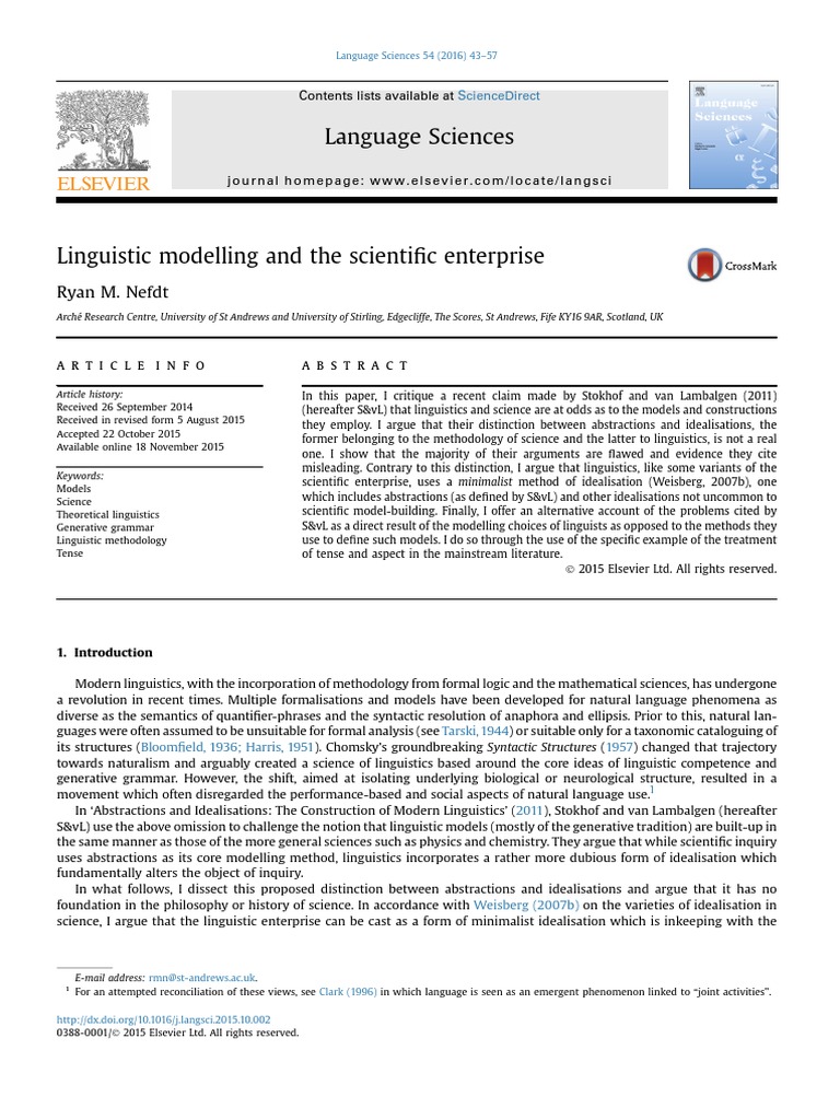 Language Sciences: Ryan M. Nefdt | PDF | Linguistics | Syntax