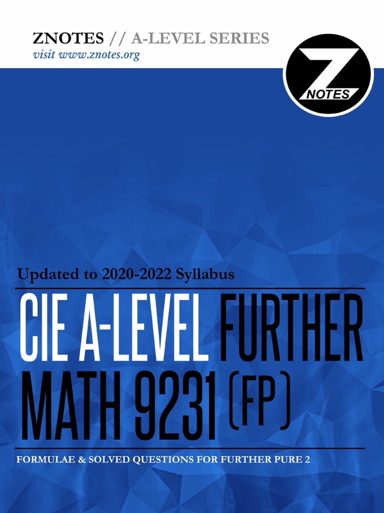 CIE A-Level Further Mathematics 9231 Guide | PDF | Eigenvalues And ...