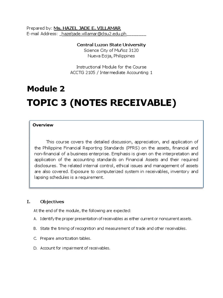 Module 2 - Topic 3 (Notes Receivable) | PDF | Present Value | Interest