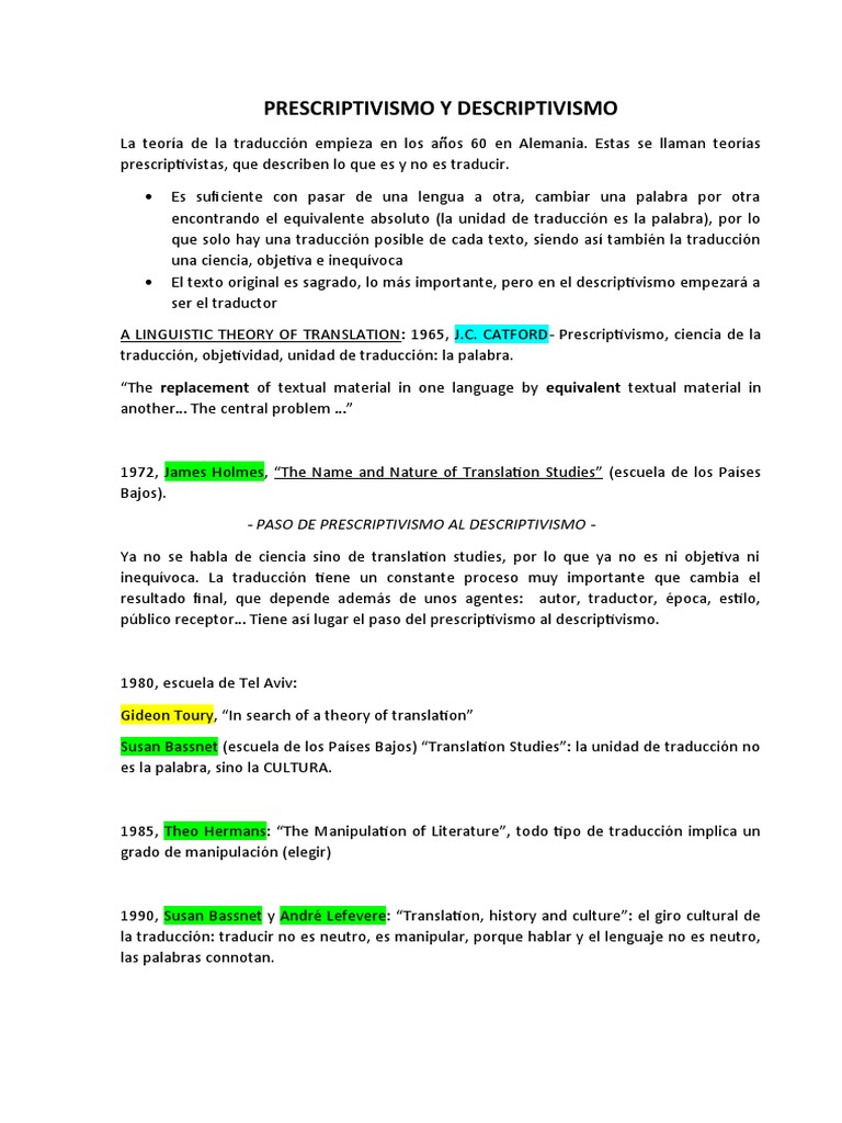 Prescriptivismo y Descriptivismo | PDF | Traducciones | La lingüística ...
