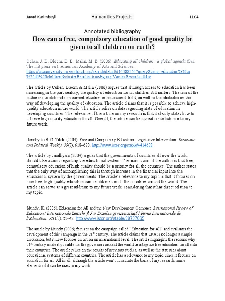 Annotated Bibliography | PDF | Science