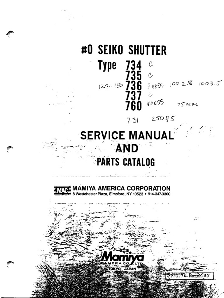 Mamiya Seiko Shutter Repair | PDF