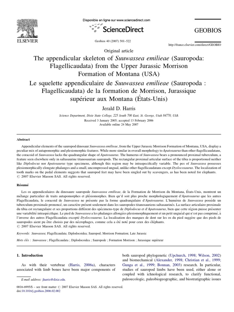 The Appendicular Skeleton of Suuwassea e | PDF | Anatomical Terms Of ...