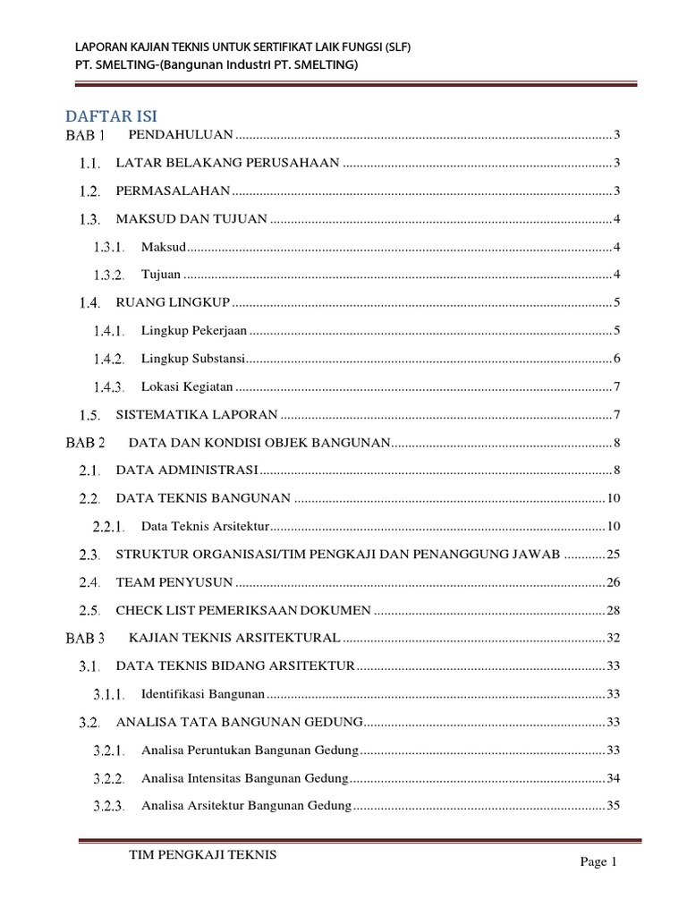 Laporan Kelayakan Fungsi SLF | PDF