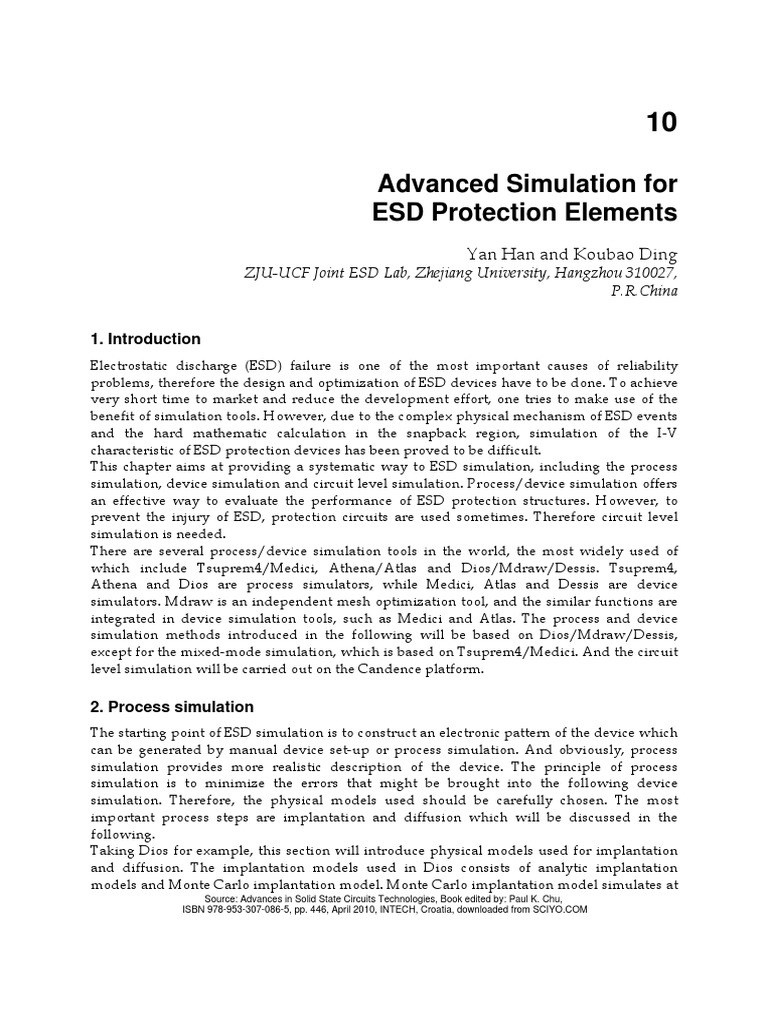 Advanced Simulation For ESD Protection Elements: ZJU-UCF Joint ESD Lab, Zhejiang University ...
