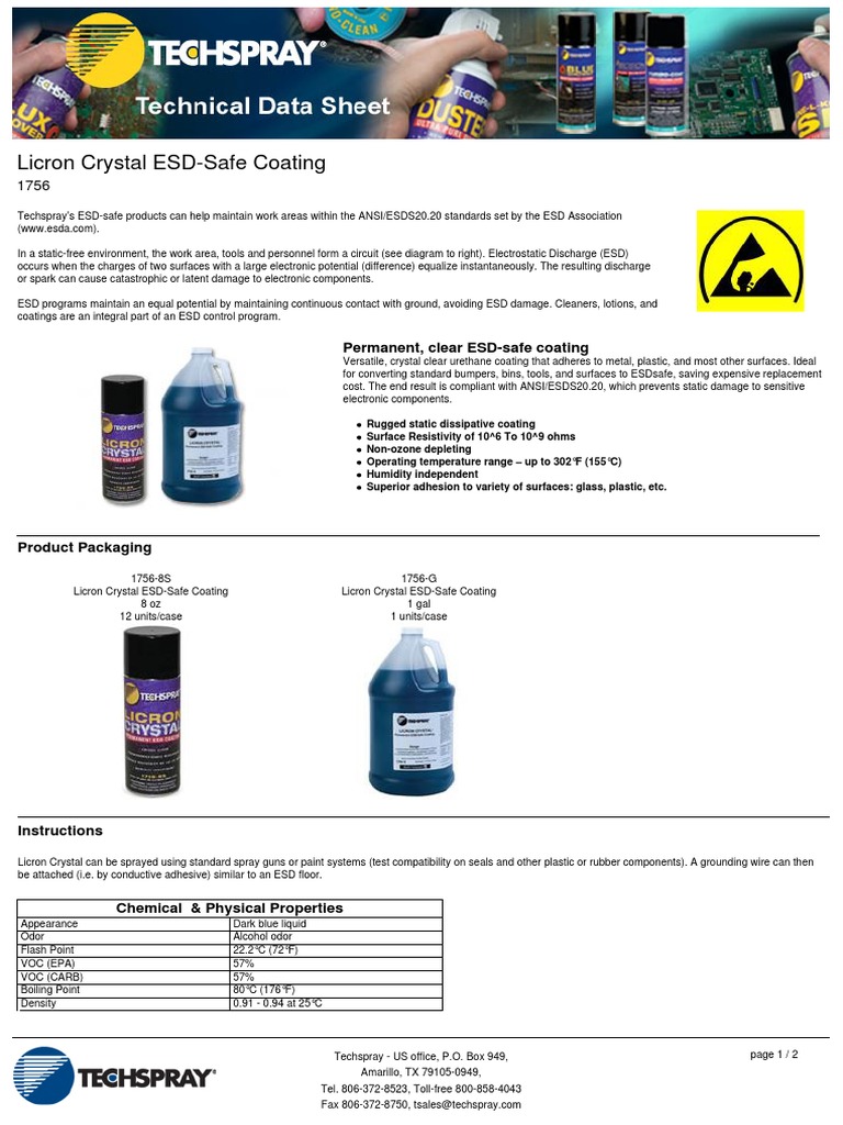 Licron Crystal ESD-Safe Coating | PDF | Electrostatic Discharge ...