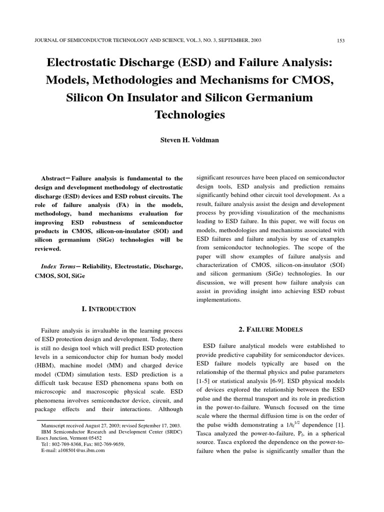 Electrostatic Discharge (ESD) and Failure Analysis | PDF | Bipolar ...