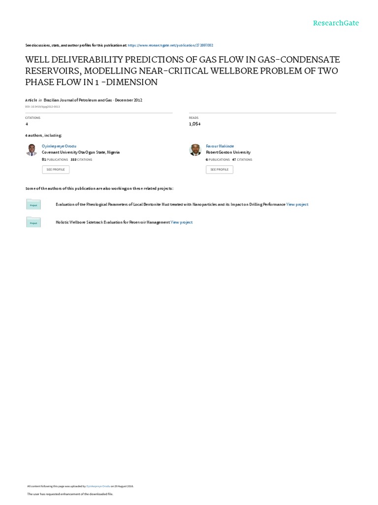 Well Deliverability Predictions of Gas Flow in Gas | PDF | Petroleum ...