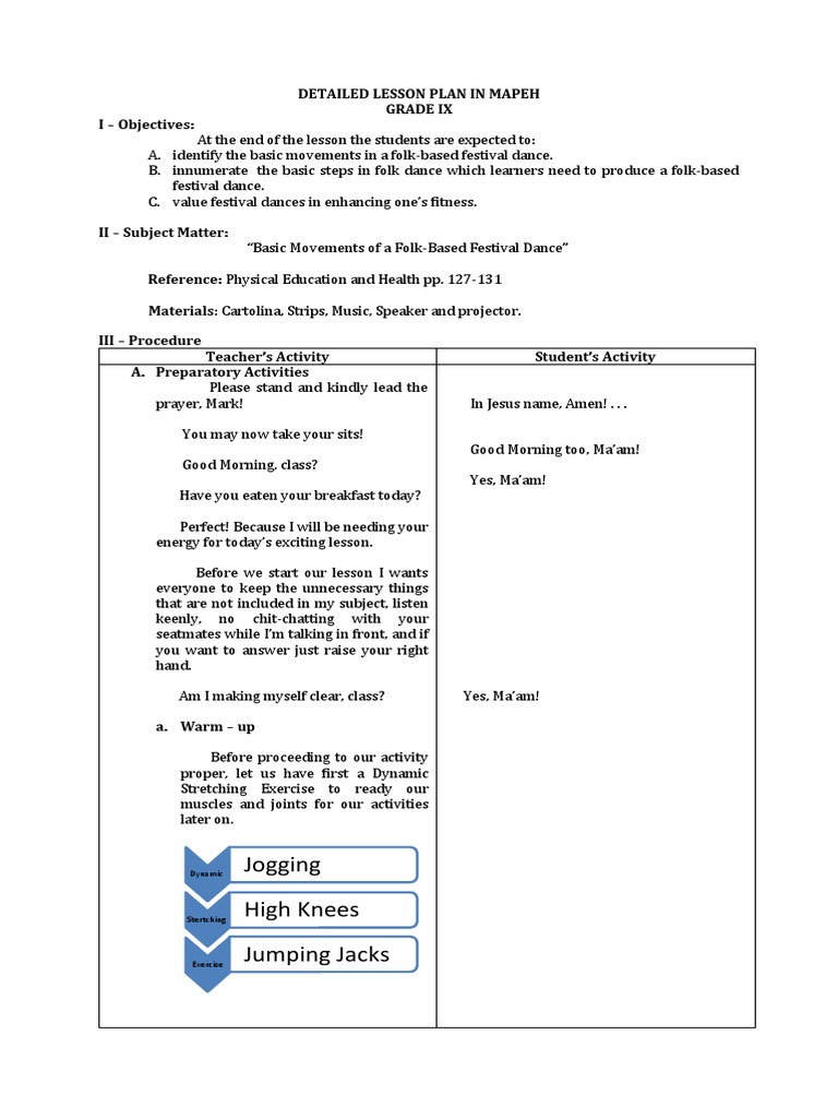 Folk Dance Lesson Plan for Grade IX | PDF | Cebu | Dances