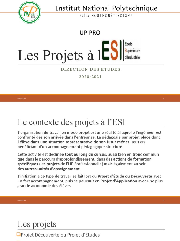 Copie Adaptée - Presentation Cours Projet - ESI - 2021 - Pour ING STIC | PDF | Application ...