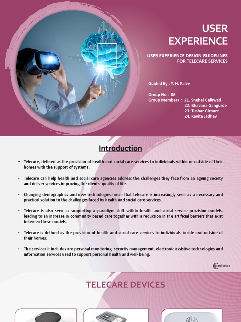 USER EXPERIENCE DESIGN GUIDELINES FOR TELECARE SERVICES Presentation ...