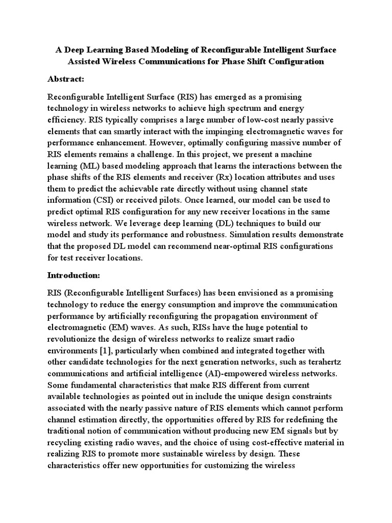A Deep Learning Based Modeling of Reconfigurable Intelligent Surface ...