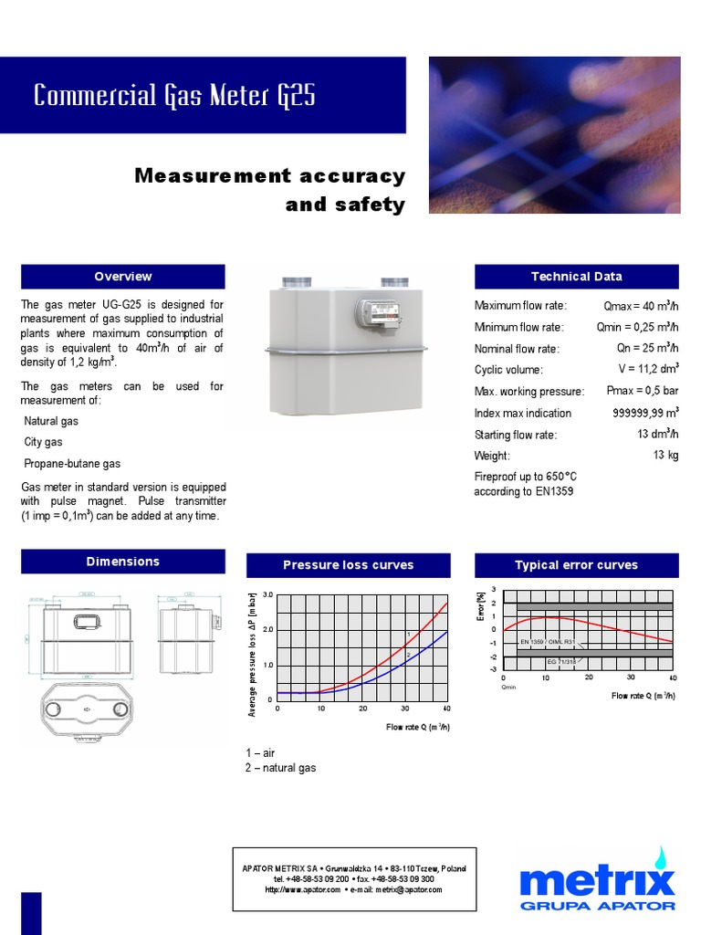 Commercial Gas Meter G25: Measurement Accuracy and Safety | PDF | Flow ...