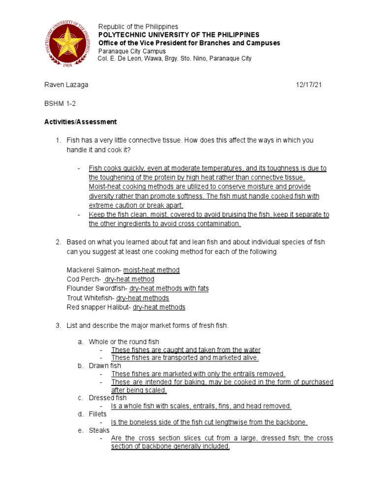 Cooking Techniques for Fish and Shellfish | PDF | Fish | Knife