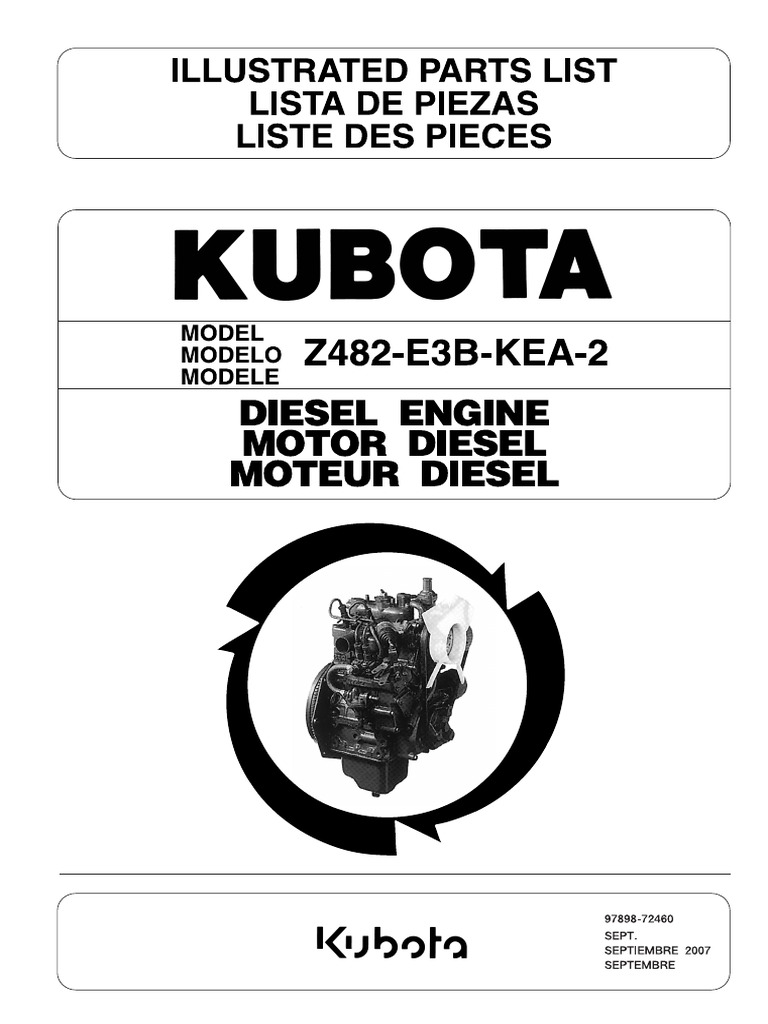 Kubota Z482 E3b Kea 2978k872460 Lista de Piezas | PDF