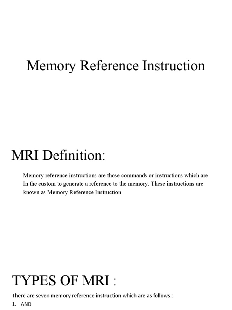 Memory Reference Instruction | PDF | Subroutine | Computer Architecture
