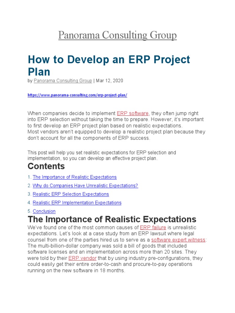 How To Develop An ERP Project Plan | Download Free PDF | Enterprise ...