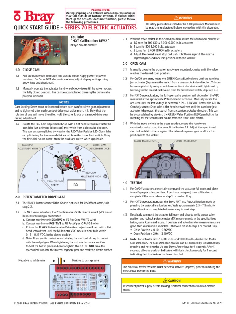 Series 70 Electric Actuators: Quick Start Guide | PDF | Actuator | Switch
