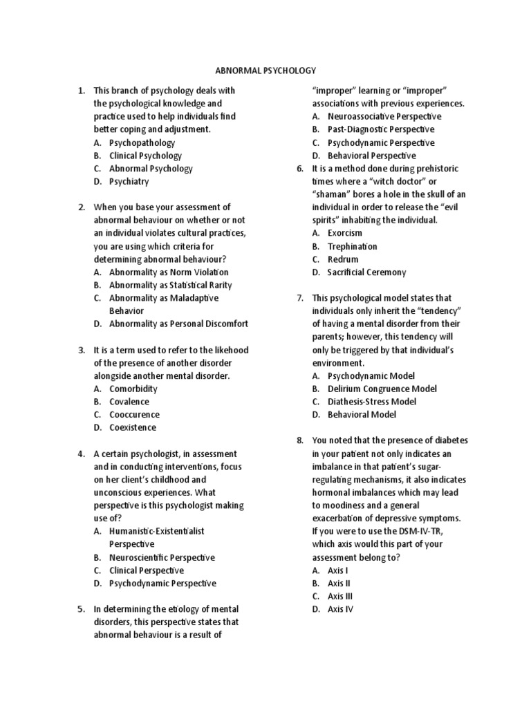 Abnormal Psychology | PDF | Mental Disorder | Mania
