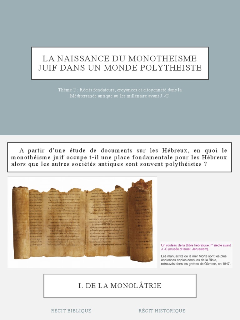 6e H7 La Naissance Du Monothéisme Juif Dans Un Monde Polythéiste-1 ...