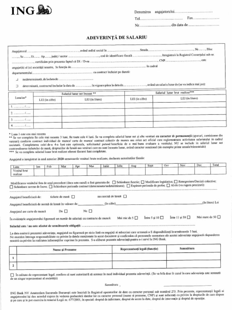 Adeverinta Salariat ING | PDF
