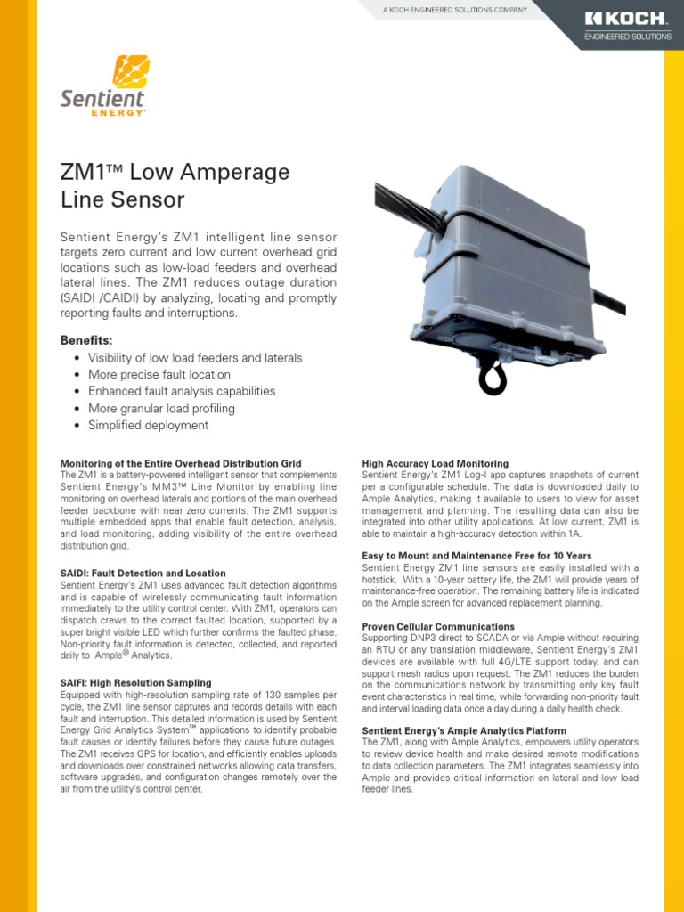 ZM1 Low Amperage Line Sensor: Benefits | PDF | Electrical Grid | 4 G