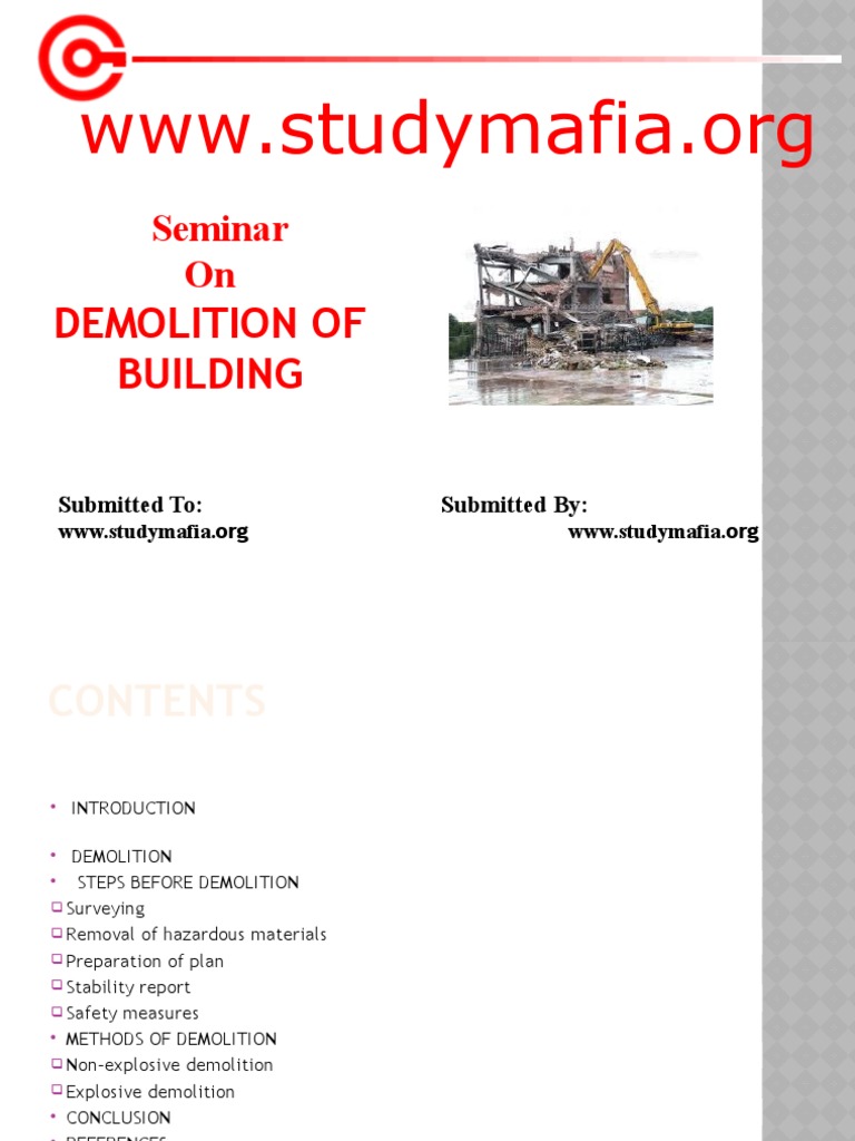 Civil DEMOLITION OF BUILDING | PDF | Demolition | Safety