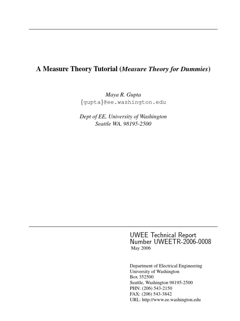 Measure Theory For Dummies | PDF | Measure (Mathematics) | Probability Distribution