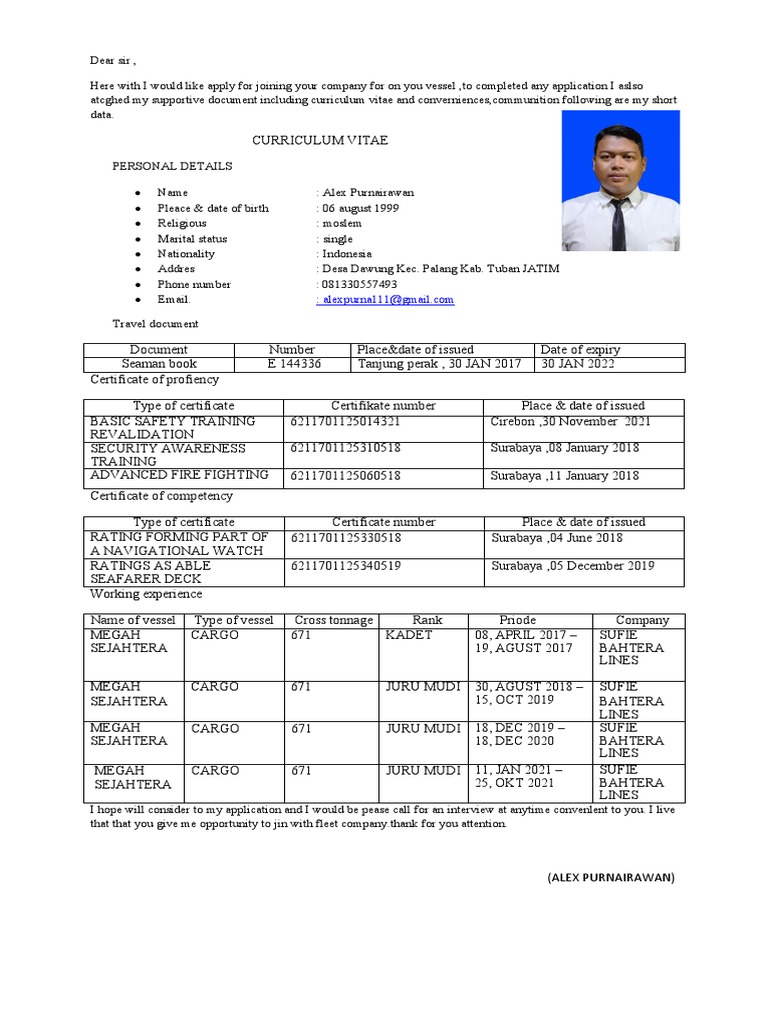 CV Alex | PDF | Navigation | Transport
